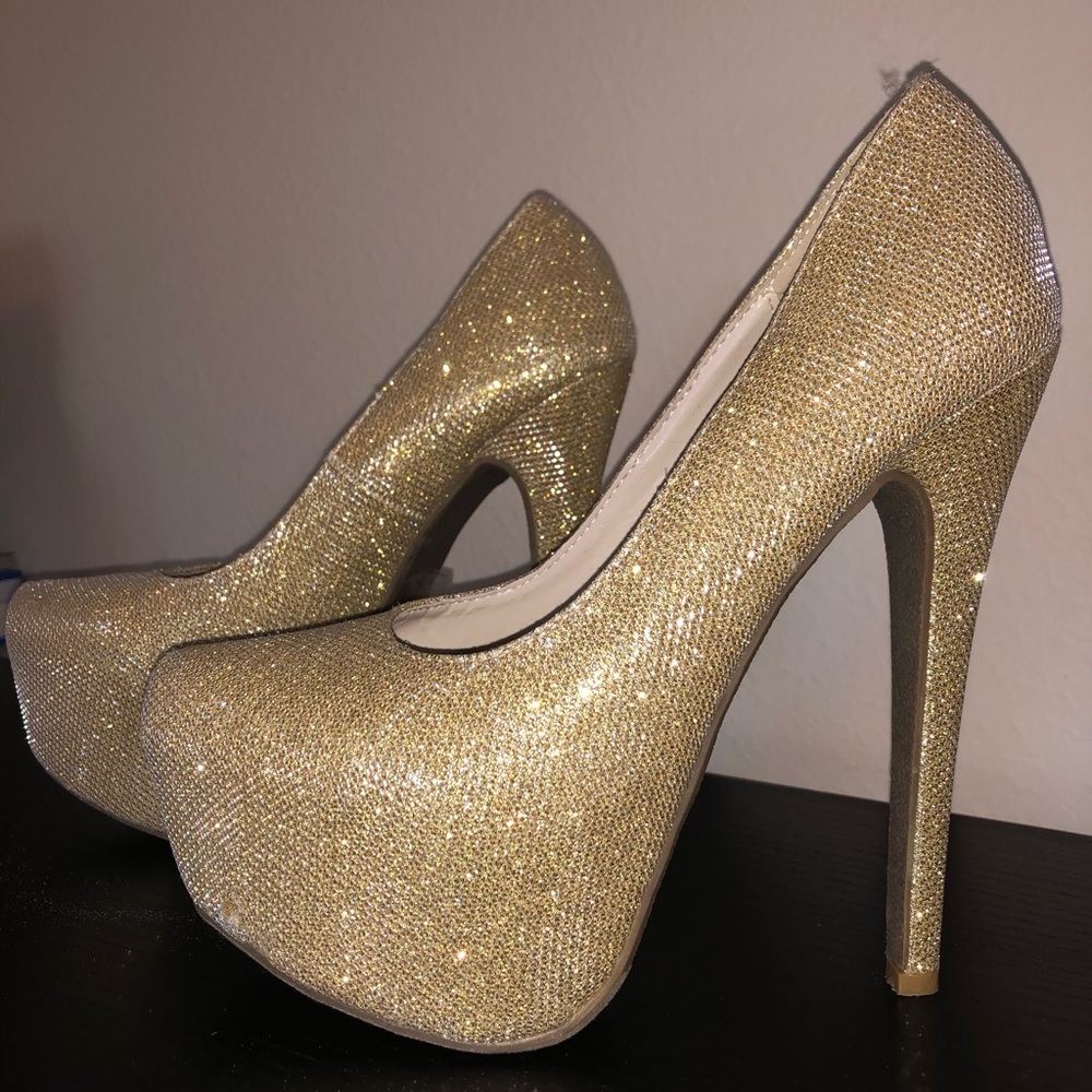 6 Inch Gold Platform Heels - Gem